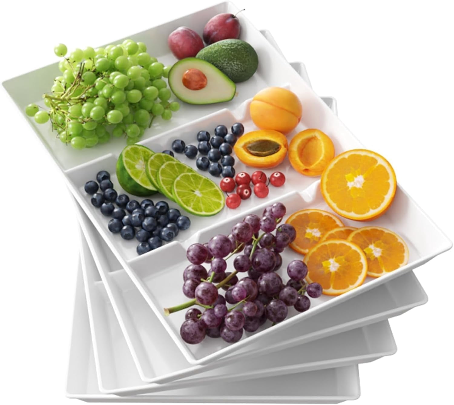 Serving Tray Divided for Party Supplies, Plastic Platters for Serving ...