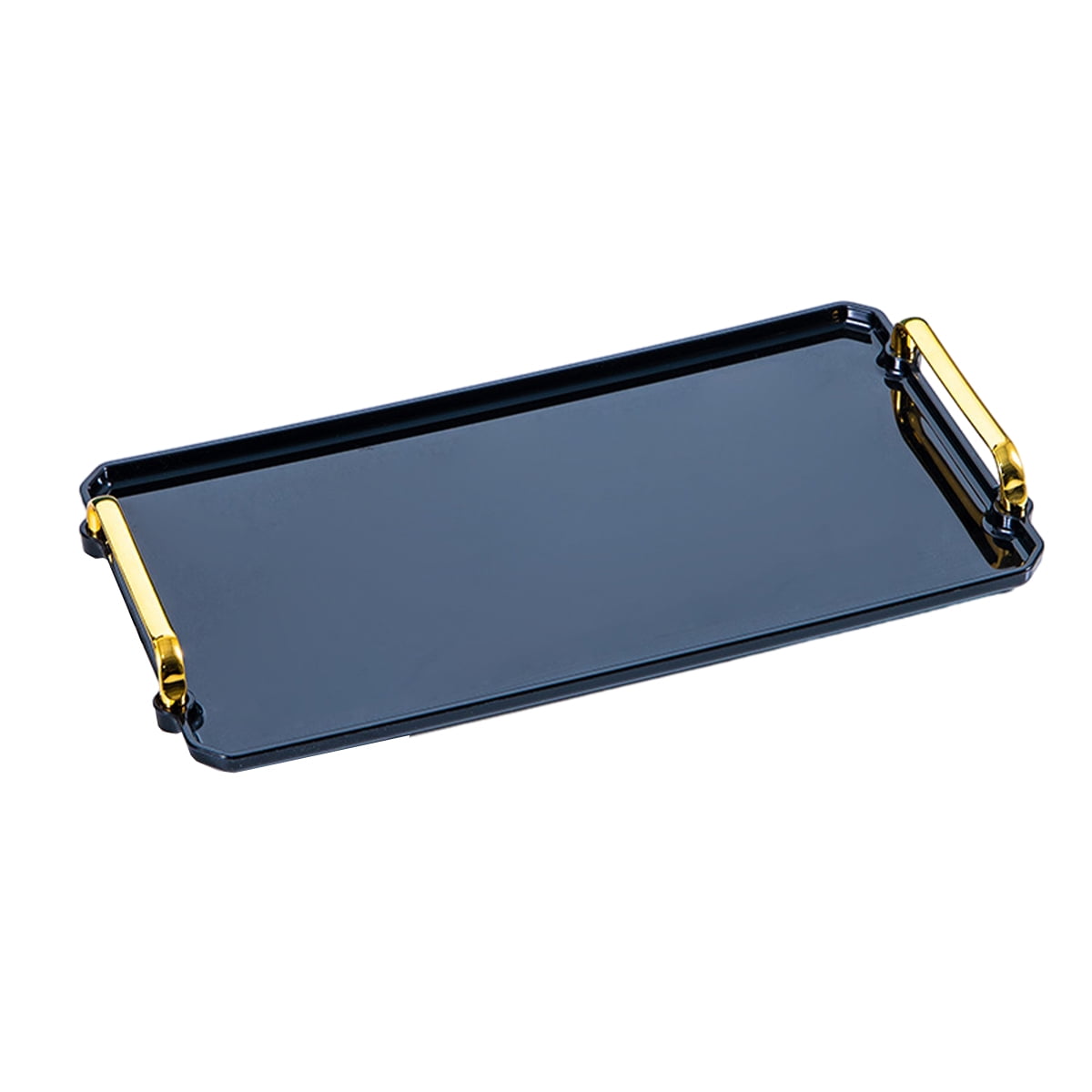 Serving Tray with Gold Handles, Plastic Rectangular Decorative Tray for ...