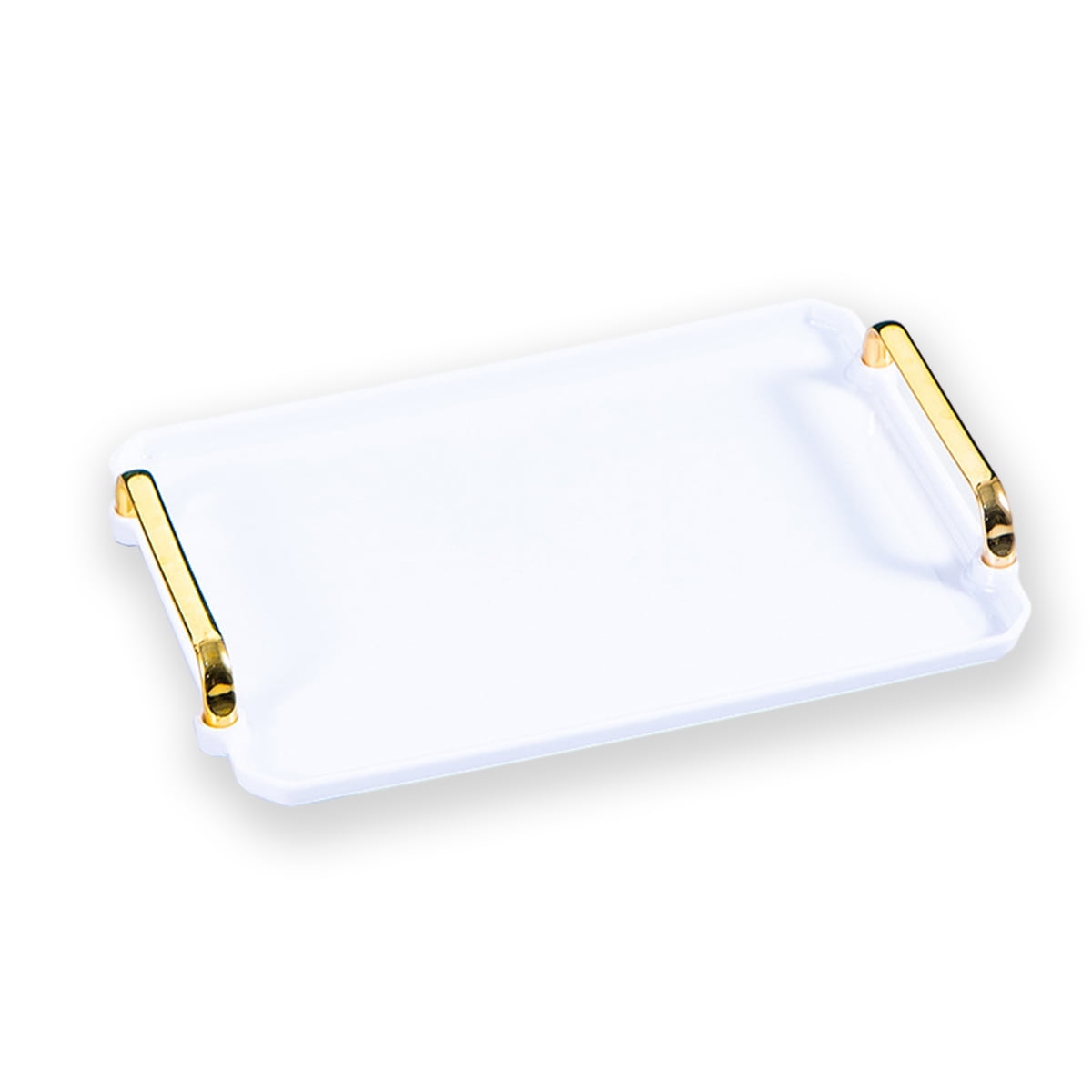 Serving Tray with Gold Handles, Plastic Rectangular Decorative Tray for ...