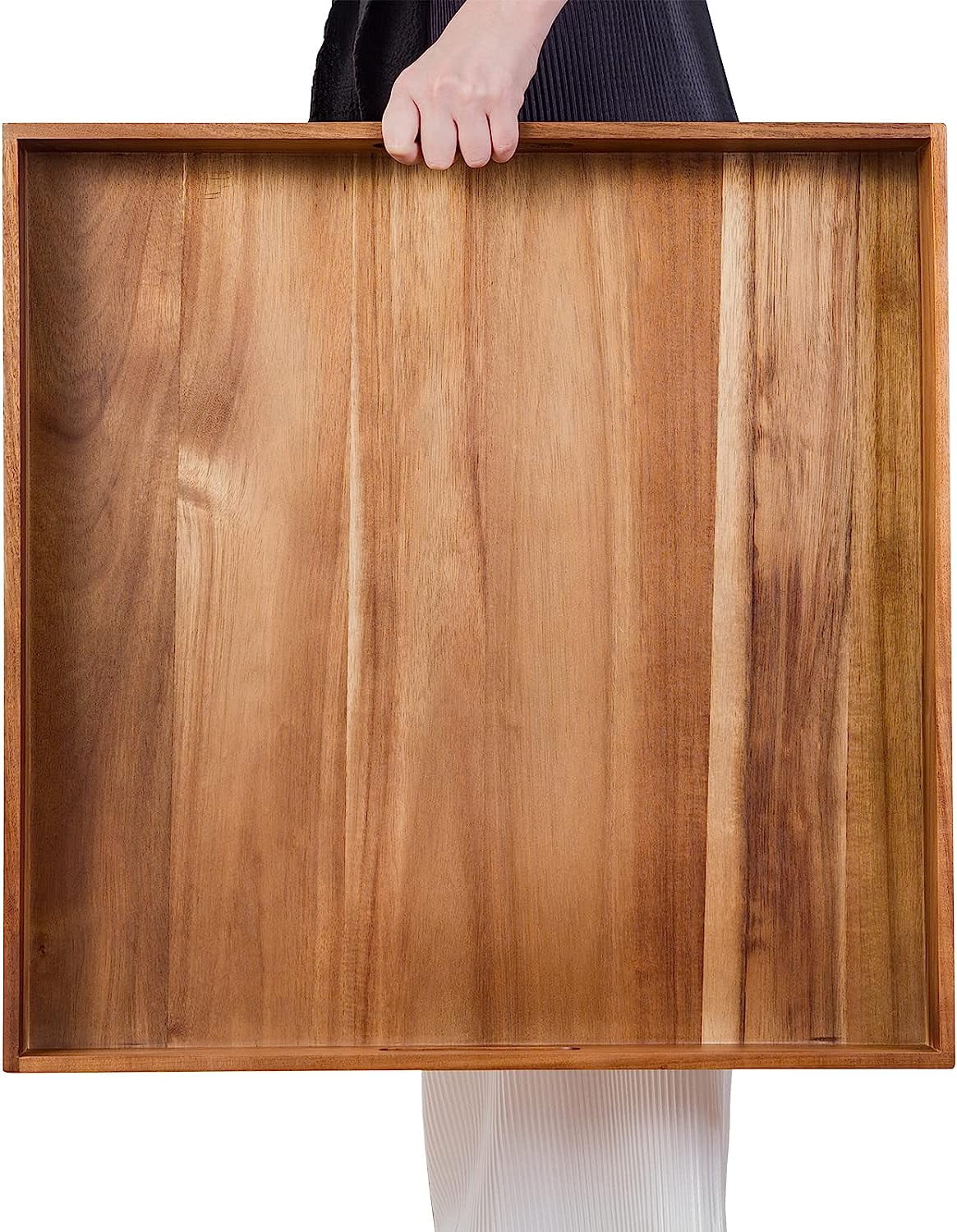 22 Inches Extra Large Square Serving Tray with Handles,Oversized Wooden ...