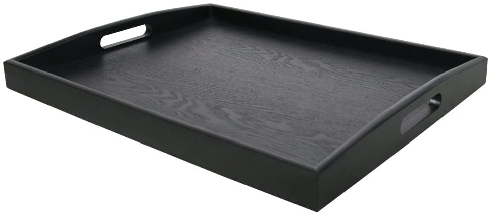 Serving Tray Large Black Wood Rectangle Food Tray Butler Tray Breakfast ...