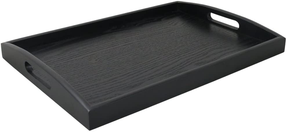 Serving Tray Large Black Wood Rectangle Food Tray Butler Tray Breakfast ...
