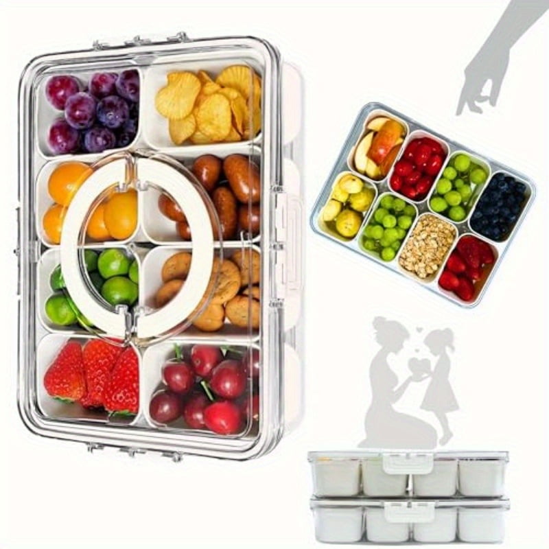 Serving Tray with Lid and Handle Divided Portable Snackle Box Container ...