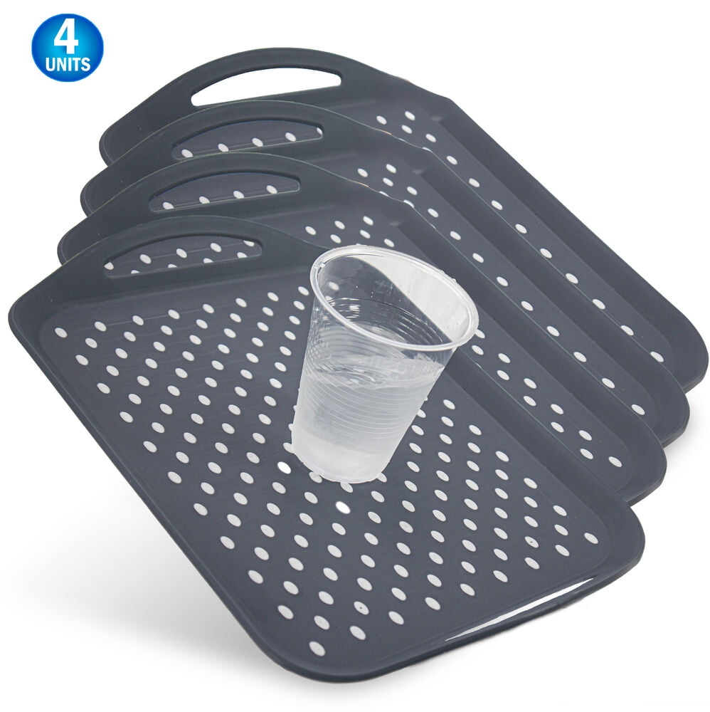Versatile Non-Slip Serving Tray with Handles - 4pc Set for TV Dinner ...
