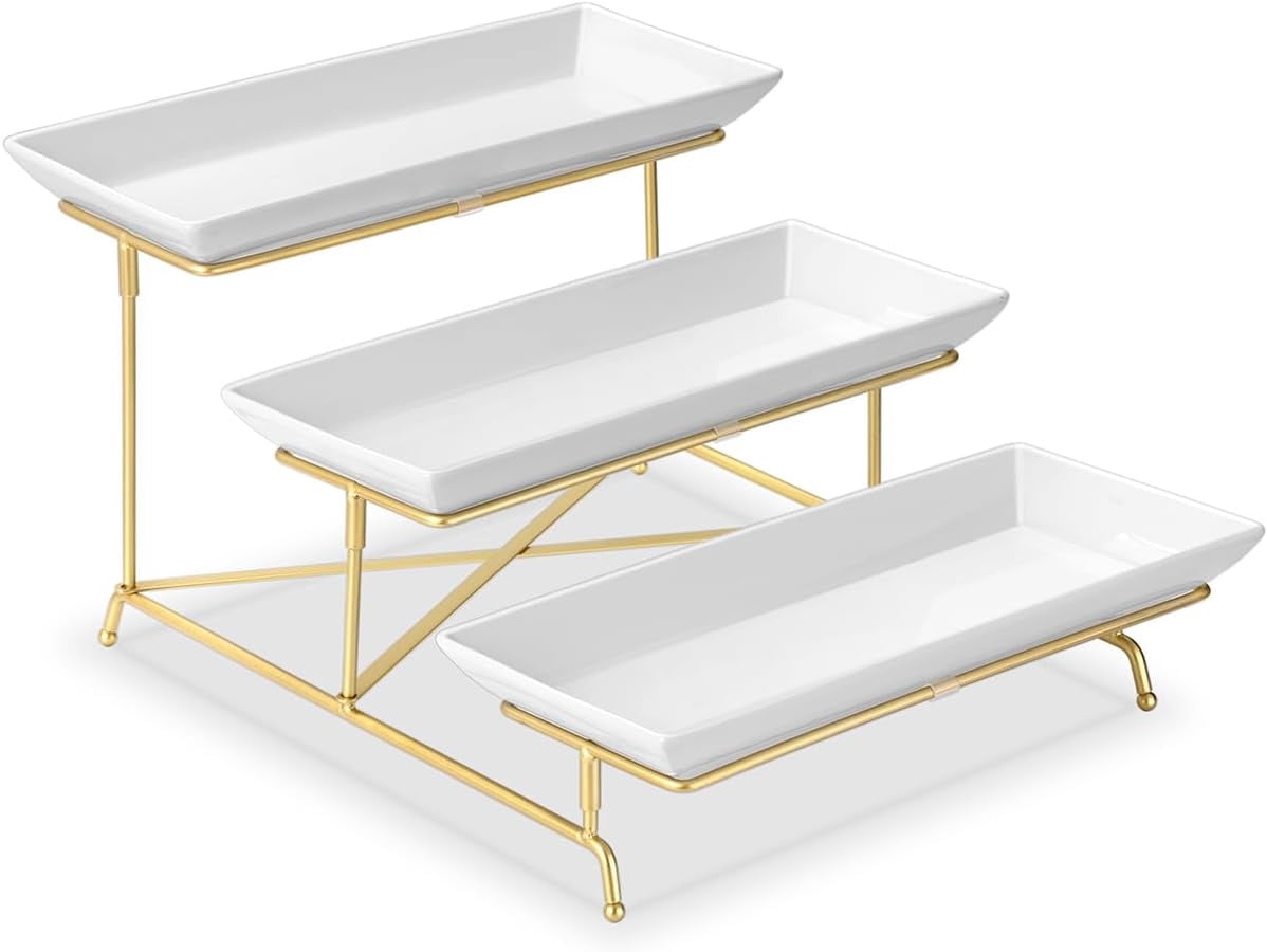 Serving Tray Set Porcelain Tie Serving Platters Sturdier Stand with ...