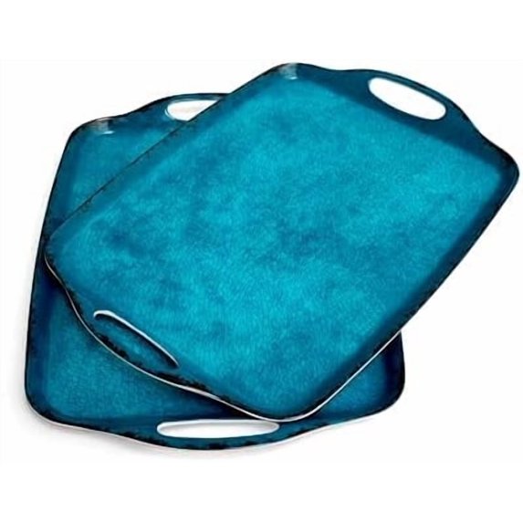 Serving Tray with Handles, Large Rectangle Melamine Serving Platter Set ...
