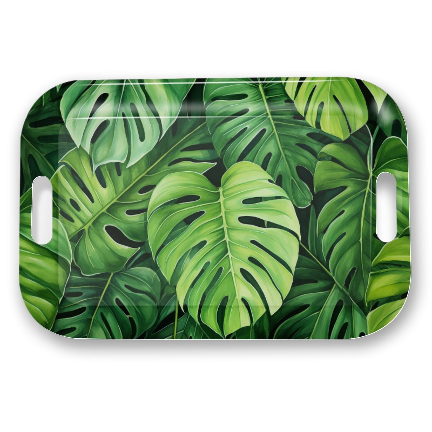 Serving Trays with Handles, 14.5 x 9.8 inch Rectangular Plastic Tray ...