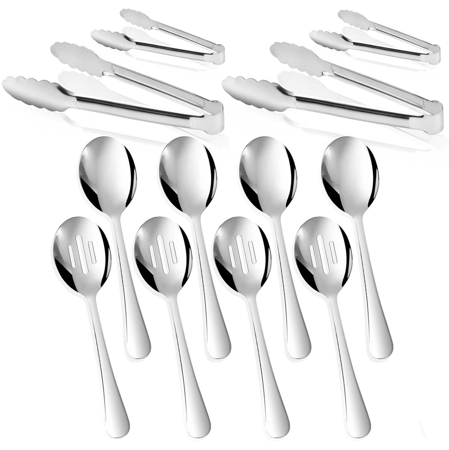 Serving Utensils Set, 12 Pcs Stainless Steel Serving Utensil with ...