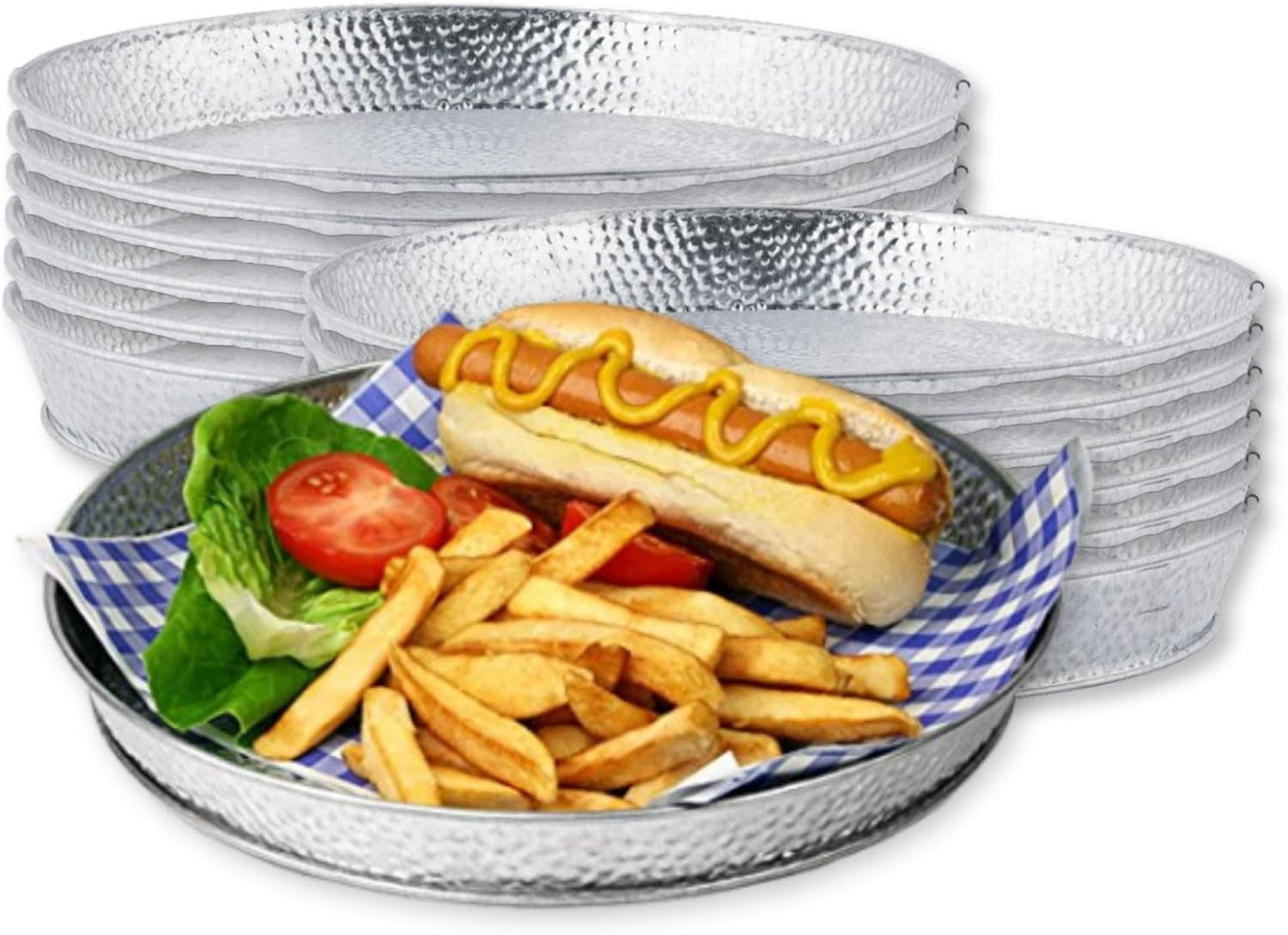 ServingTrays,Steel Dinner Food Platters,SilverPebble Textured,Casual ...