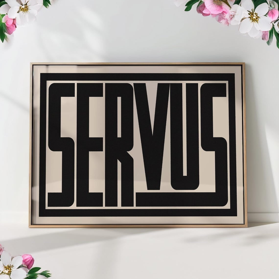 Servus Typography Print - Bavaria Austria Greeting Poster - Modern ...
