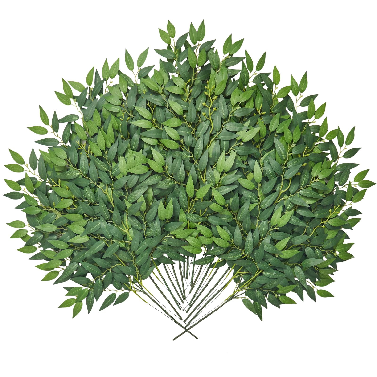 Serwalin 25.5" Mix 21.6" Artificia Italian Ruscus Greenery, 30Pcs Faux ...