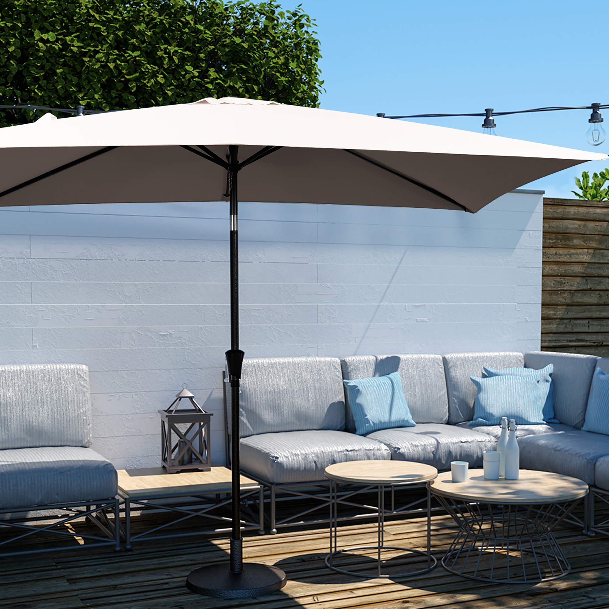 Abble 10 X 6.5 Feet Rectangular Market Umbrella - Tan - Walmart.com