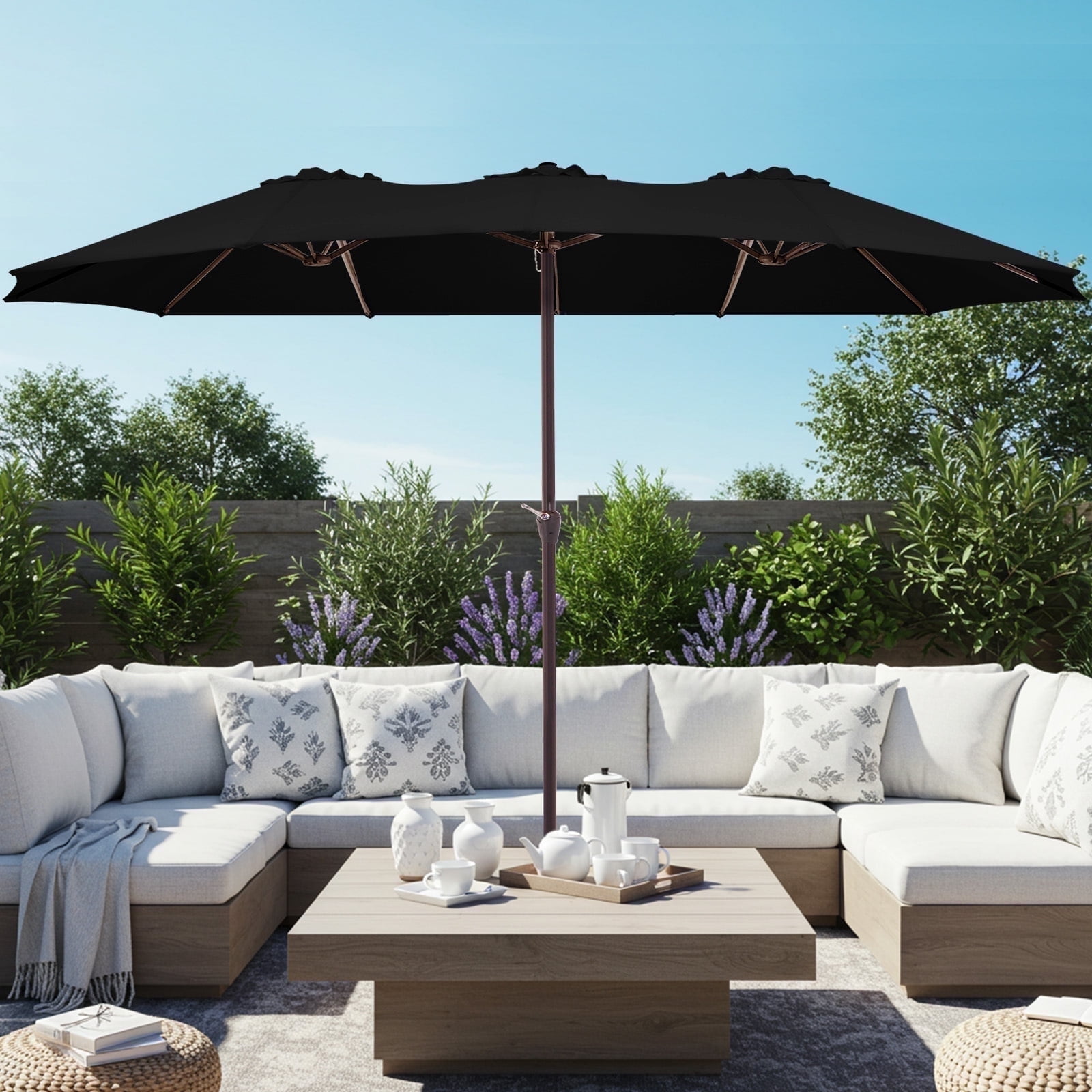 JUSTLET 15ft Rectangular Outdoor Patio Umbrella Double-Sided Twin Large ...