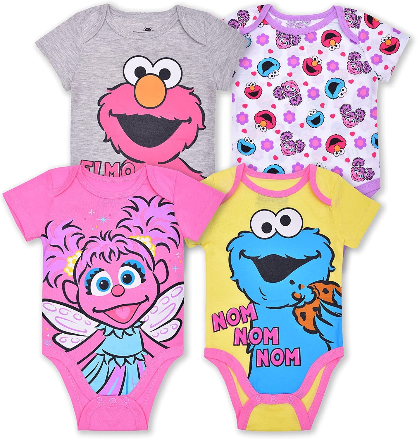 Sesame & Friends Elmo, Cookie Monster and Abby Cadabby Girls 4 Pack ...