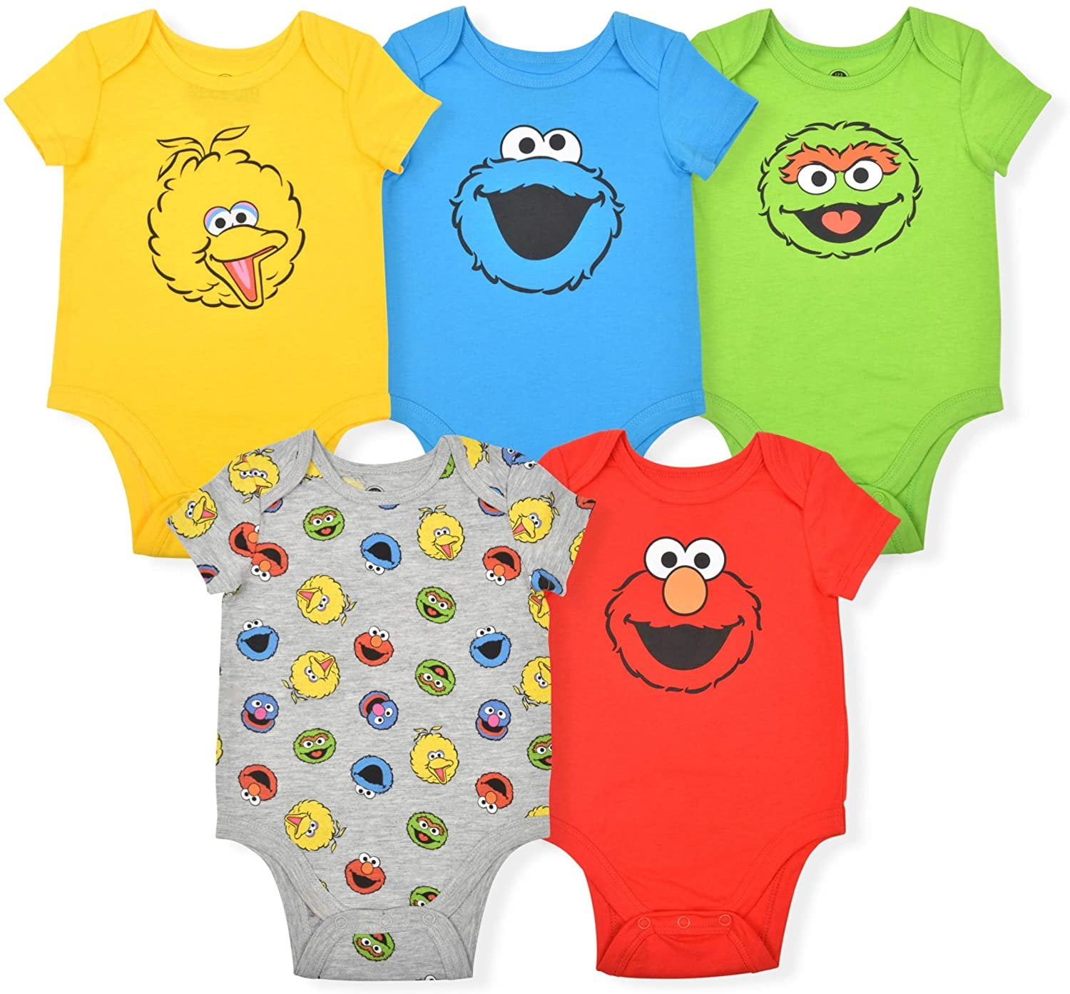 Sesame & Friends Elmo, Cookie Monster and Big Bird Boys 5 Pack ...