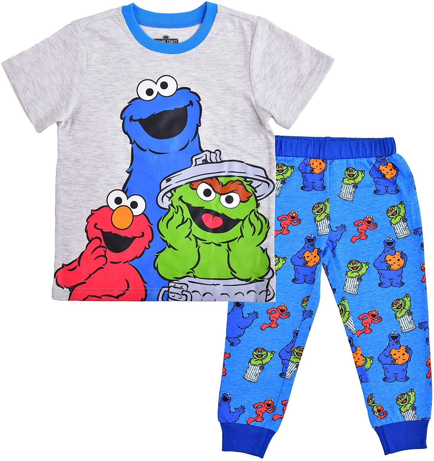 Sesame & Friends Elmo, Cookie Monster and Oscar The Grouch Boys 2 Piece ...