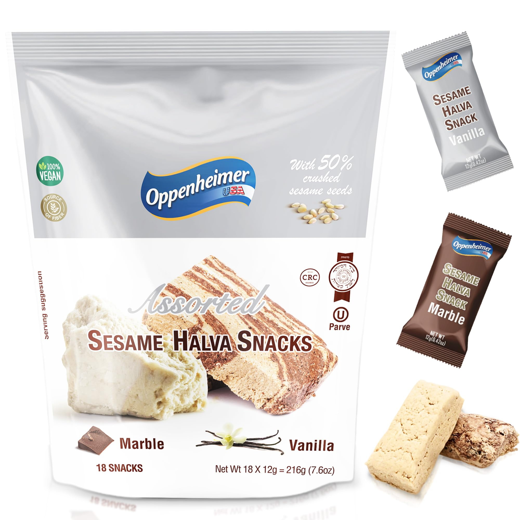 Sesame Halva Bar Mini BCF26 Snacks - 18 Mini Vanilla & Marble Flavors ...
