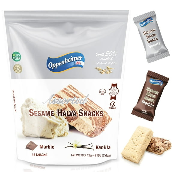 Sesame Halva Bar Mini Snacks MDA05 - 18 Mini Vanilla & Marble Flavors ...