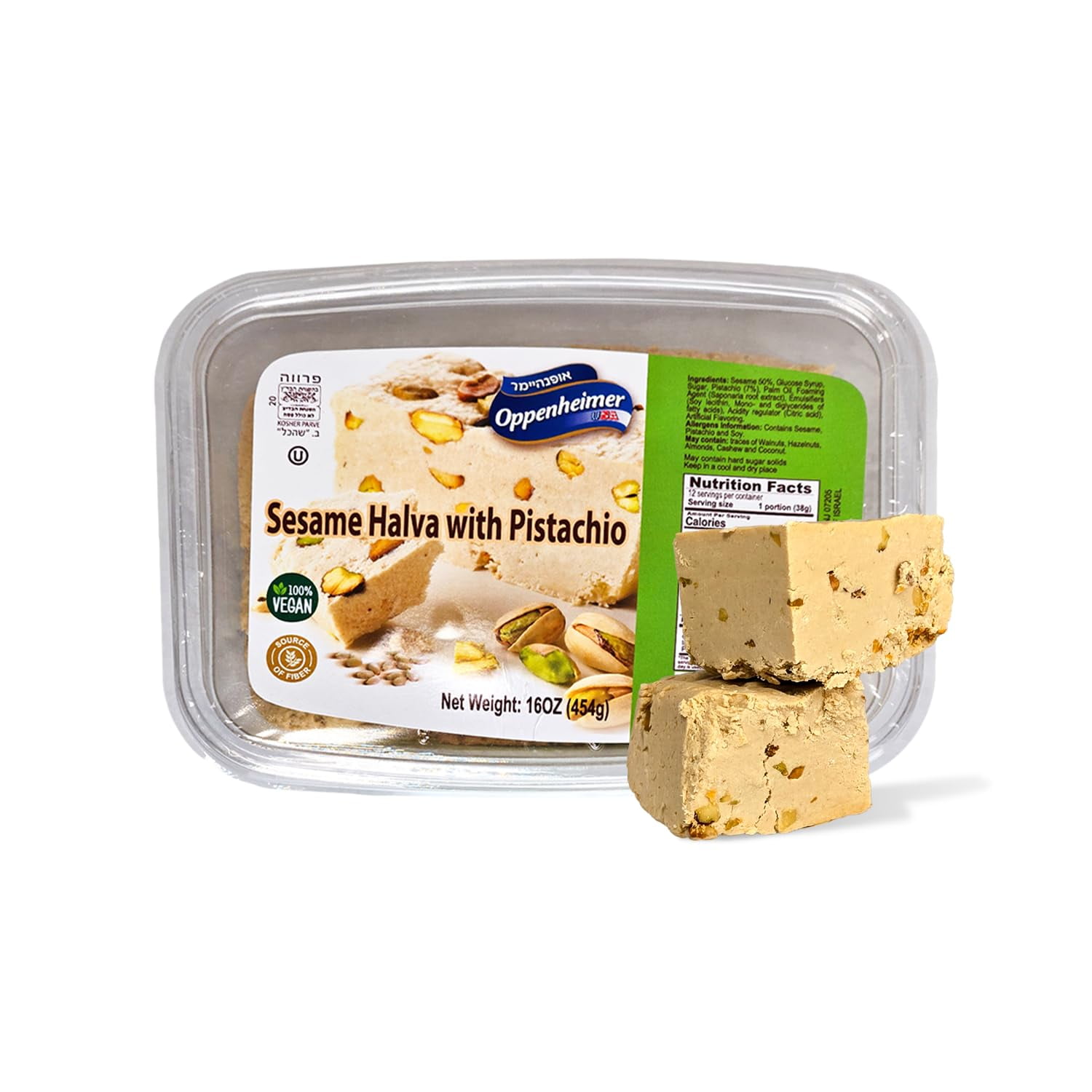 Sesame Halva with Pistachio KEF28 - Delicious Sweet Israeli Snacks Sesame Tahini Treat Bars for ...