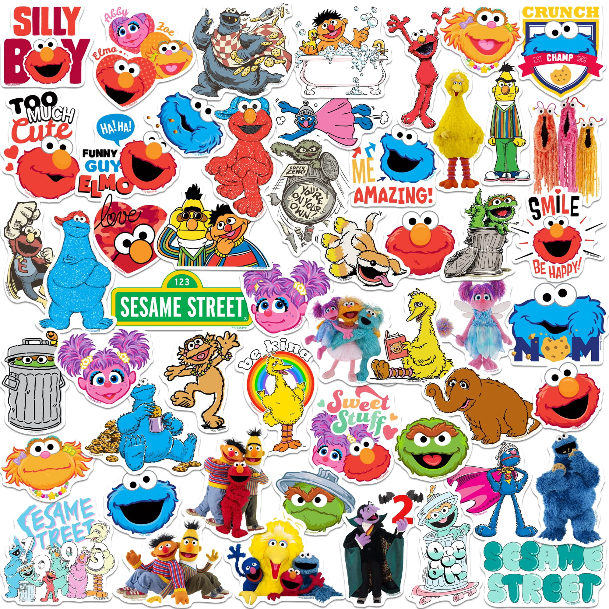 Sesame Street 50CT Sticker Pack Large Deluxe Stickers Variety Pack ...