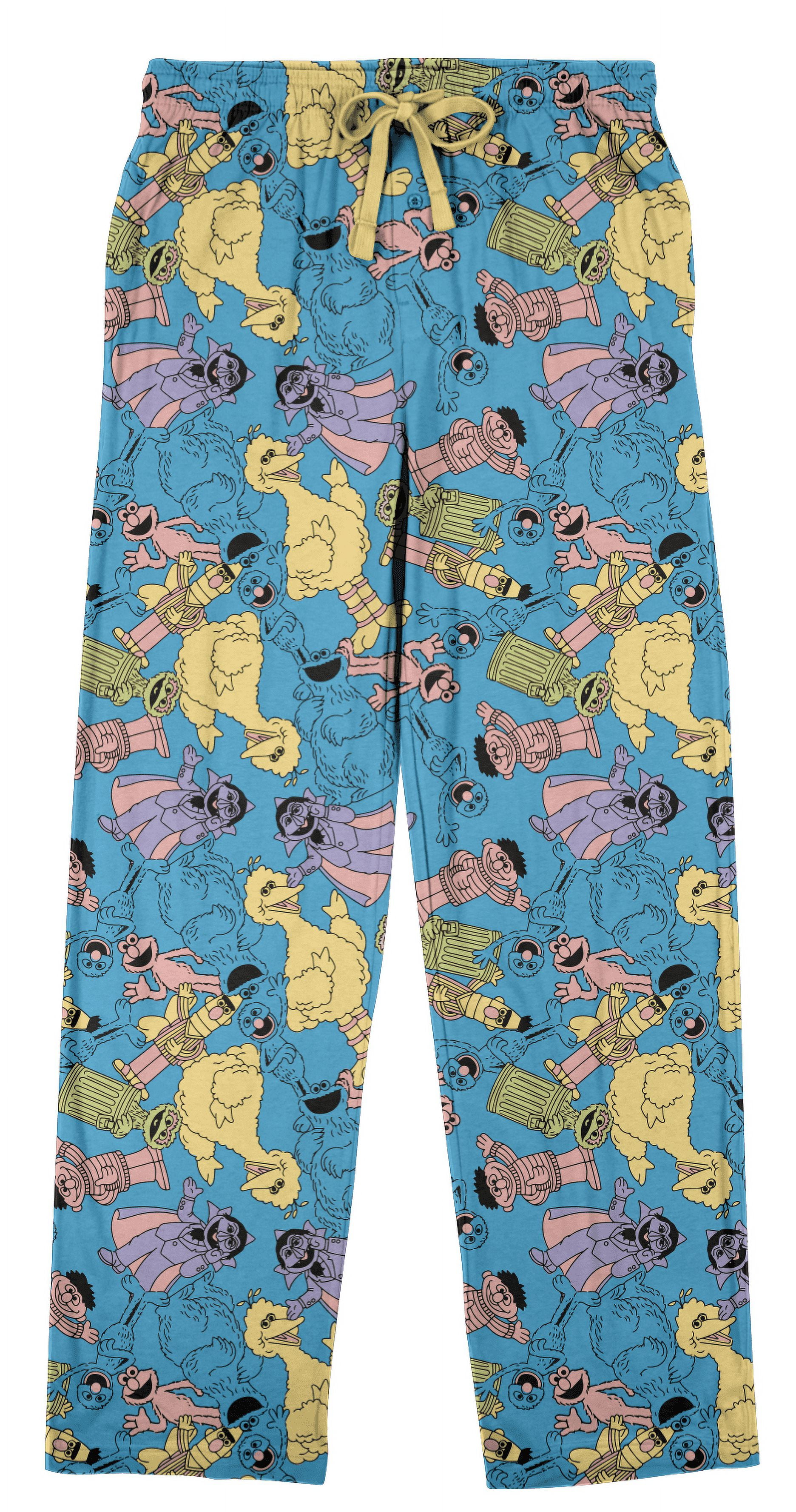 Sesame Street AOP Pastel Character Art Men's Blue Sleep Pajama Pants ...