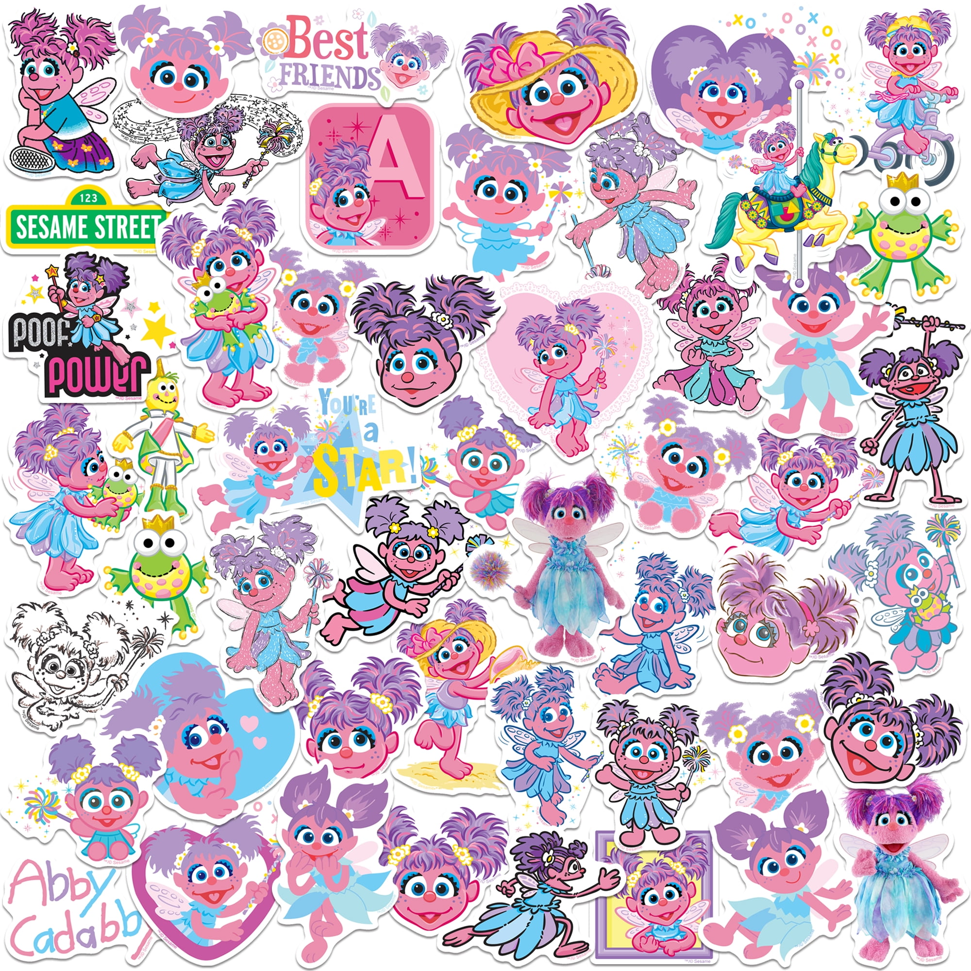 Sesame Street Abby Cadabby 50ct Vinyl Large Deluxe Stickers Variety