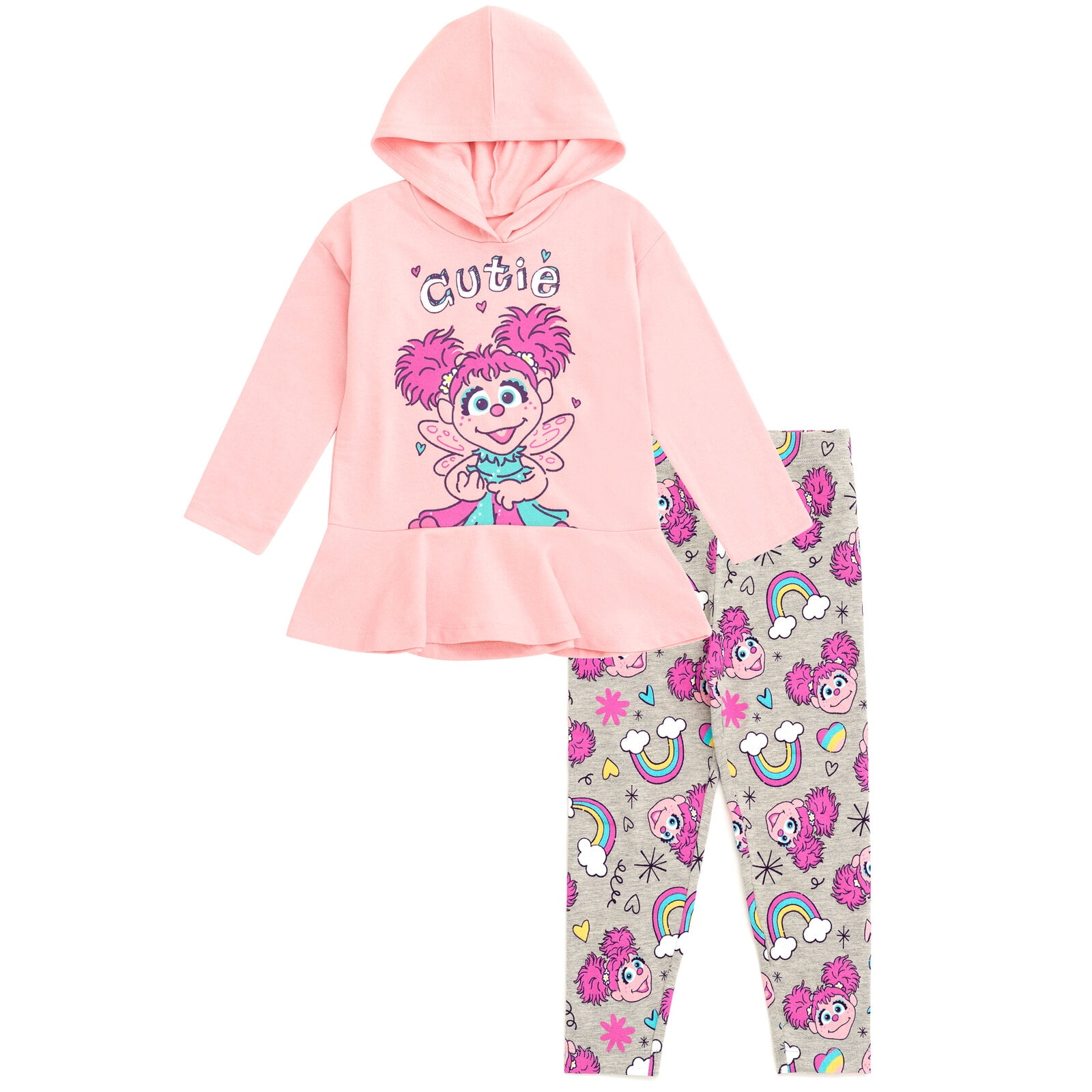 Sesame Street Abby Cadabby Rainbow Pullover Peplum Fleece Hoodie and Leggings Outfit Set Infant ...