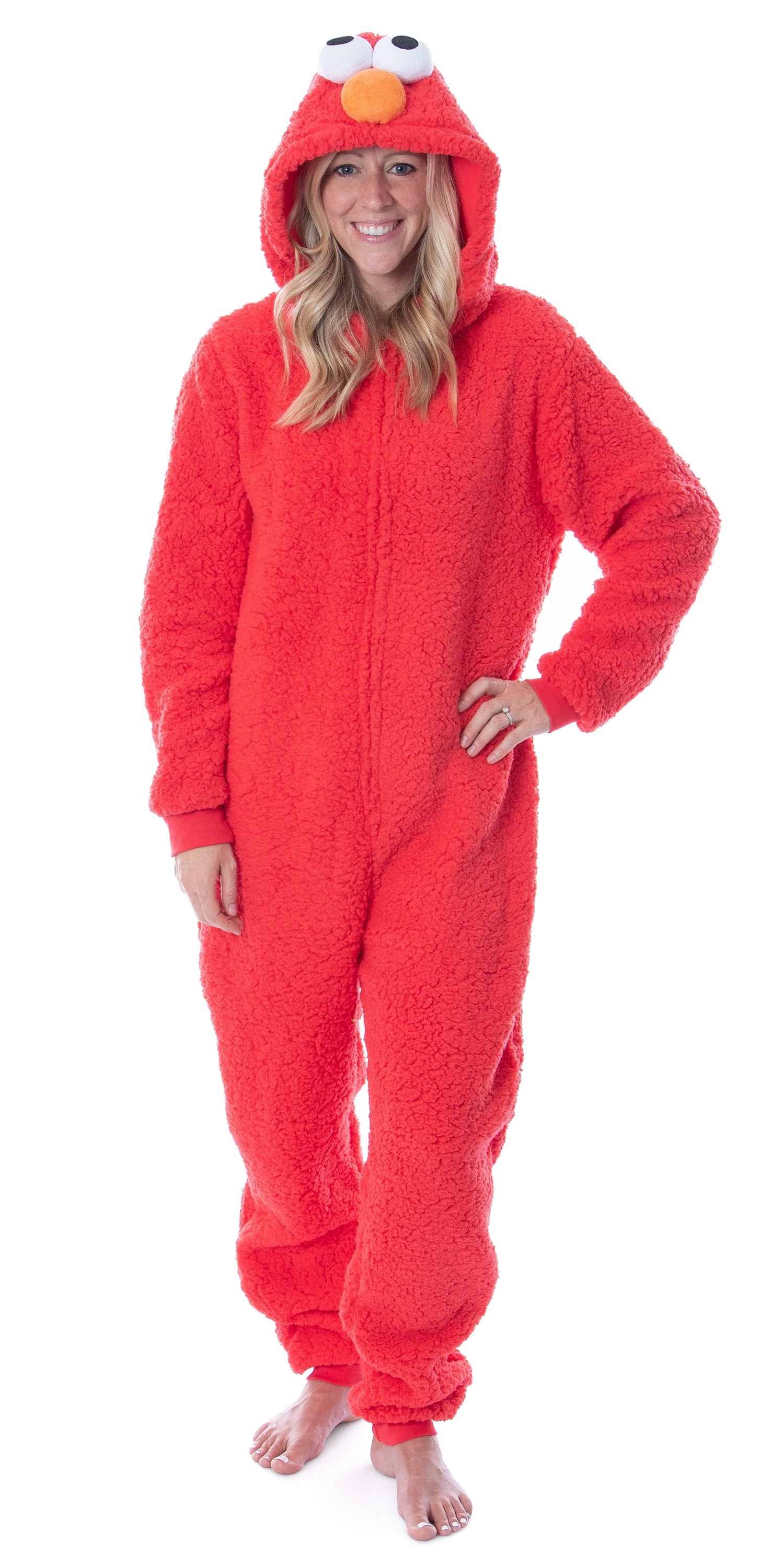 Sesame Street Elmo Fleece Adult Union Suit Onesie PJs Costume for Men ...