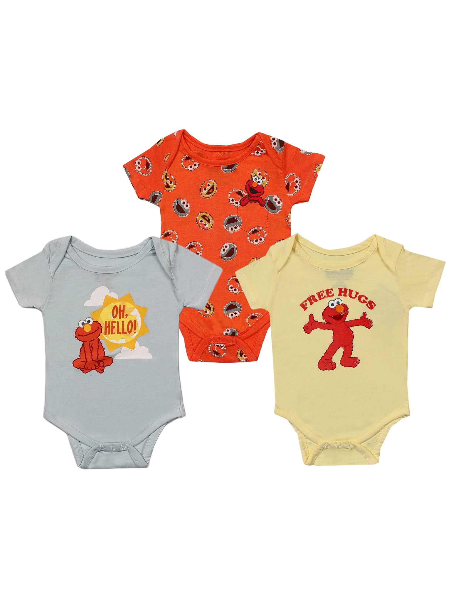 Sesame Street Baby Boys' Free Hugs 3 Pack Bodysuit Set, Sizes 0-9M ...