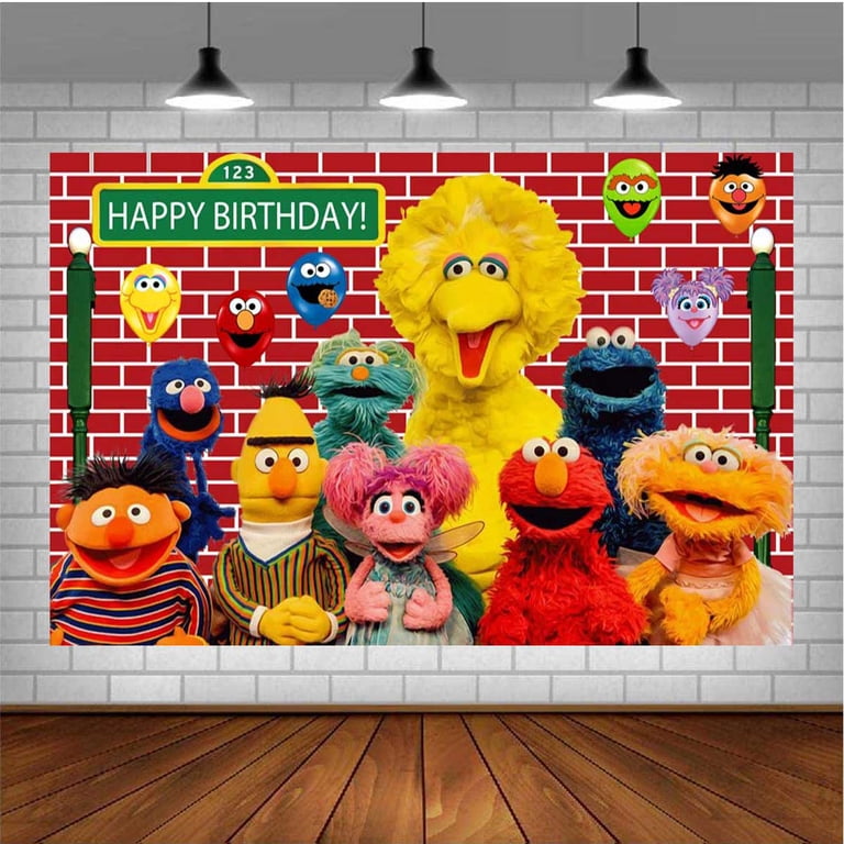 Sesame Street Birthday Backdrop ELMO SESAME STREET PARTY BACKDROP