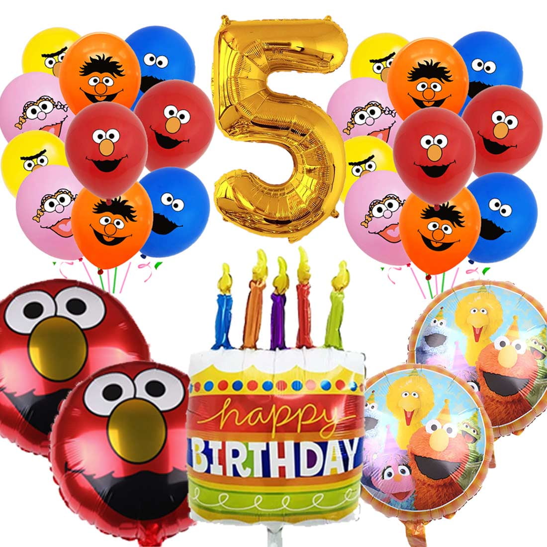 Sesame Street Balloons Party Supplies 5th Big Number Decorations Decor ...