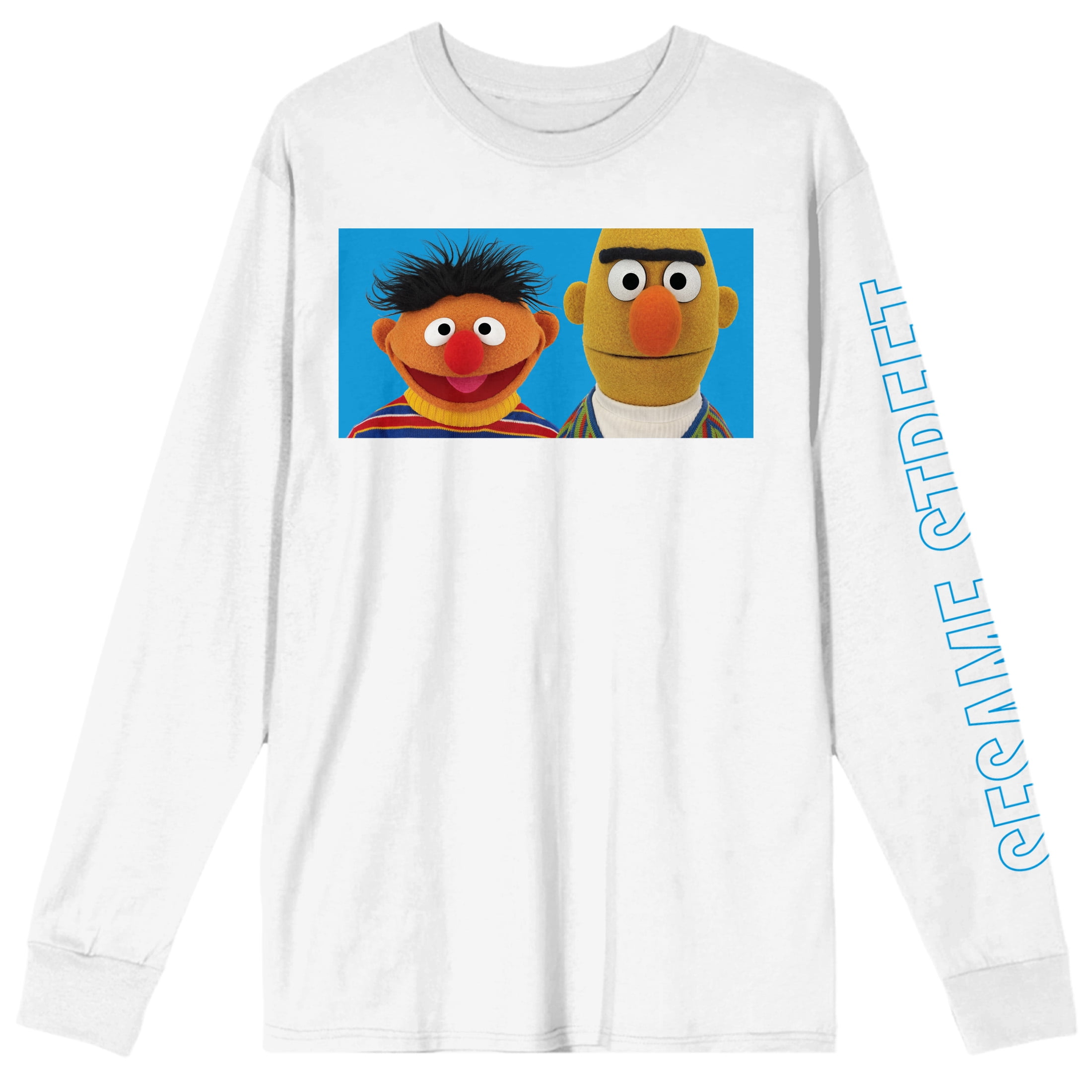 Sesame Street Bert & Ernie Crew Neck Long Sleeve White Adult Tee-XXL ...