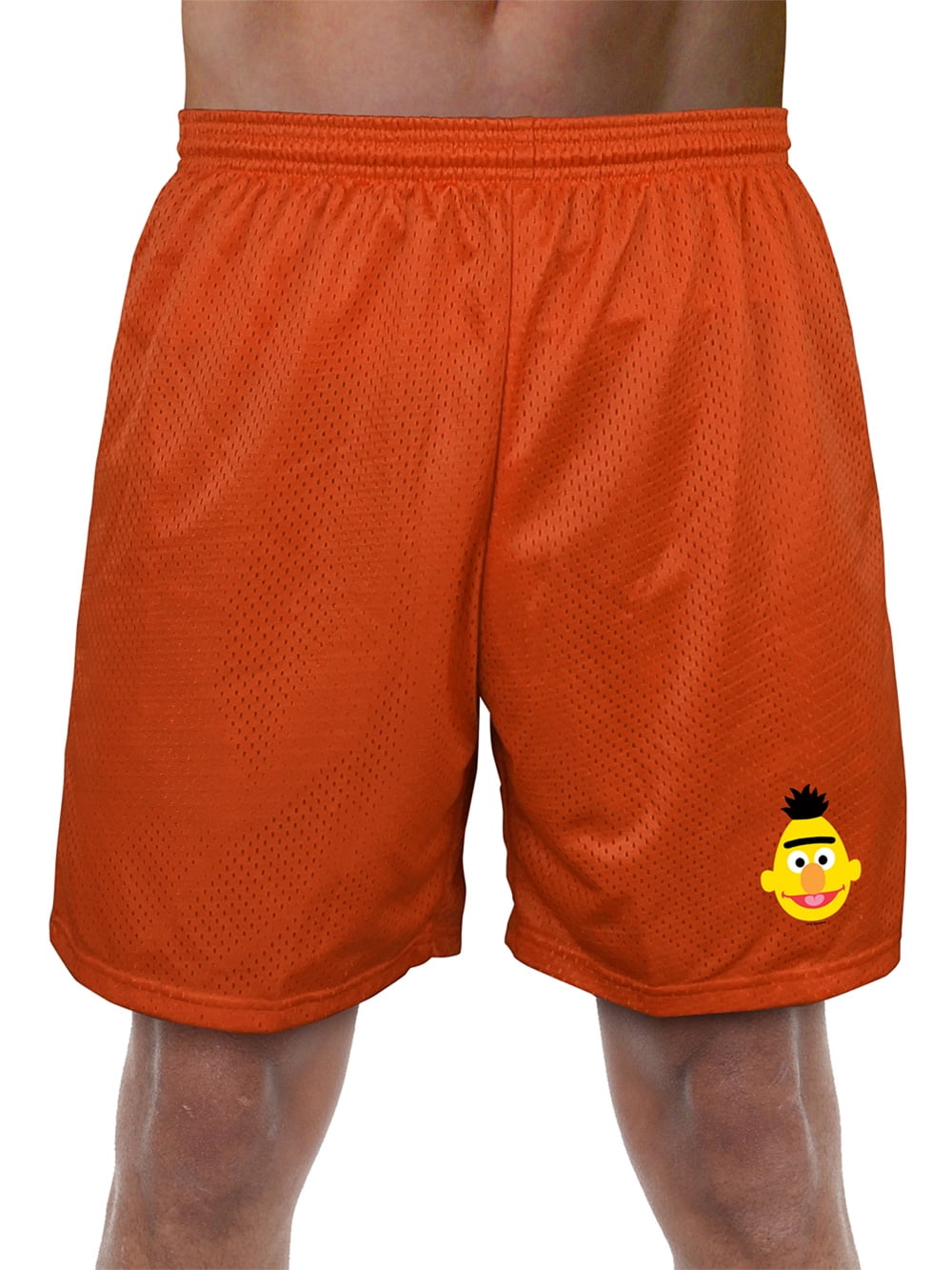 Sesame Street Bert Head Mens Lined Mesh Shorts, Orange, Medium ...