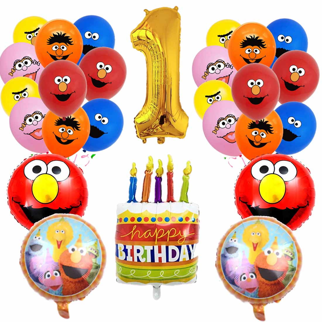 Sesame Street Big Bird Balloons Party Supplies 1st Big Number ...