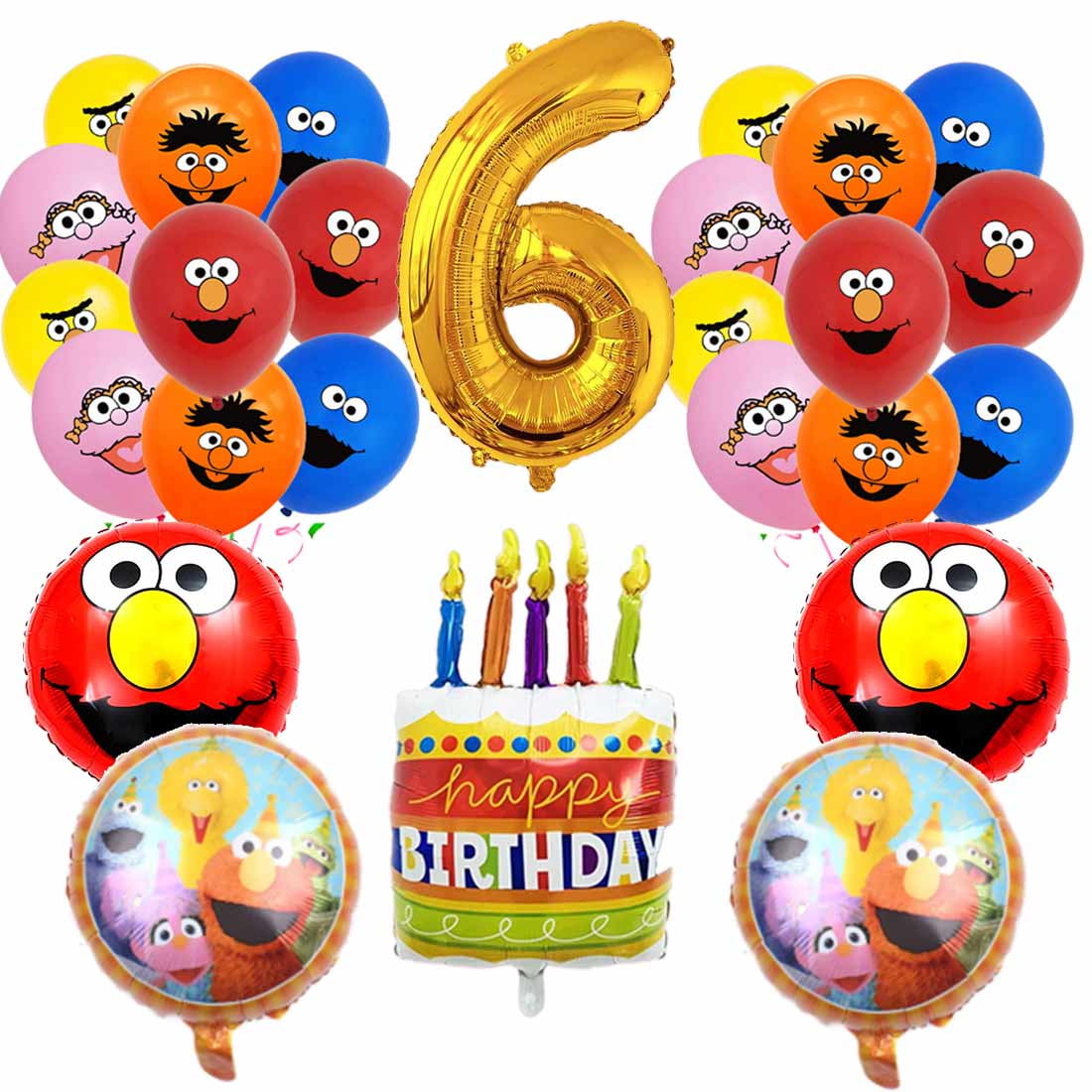 Sesame Street Big Bird Balloons Party Supplies 6th Big Number ...