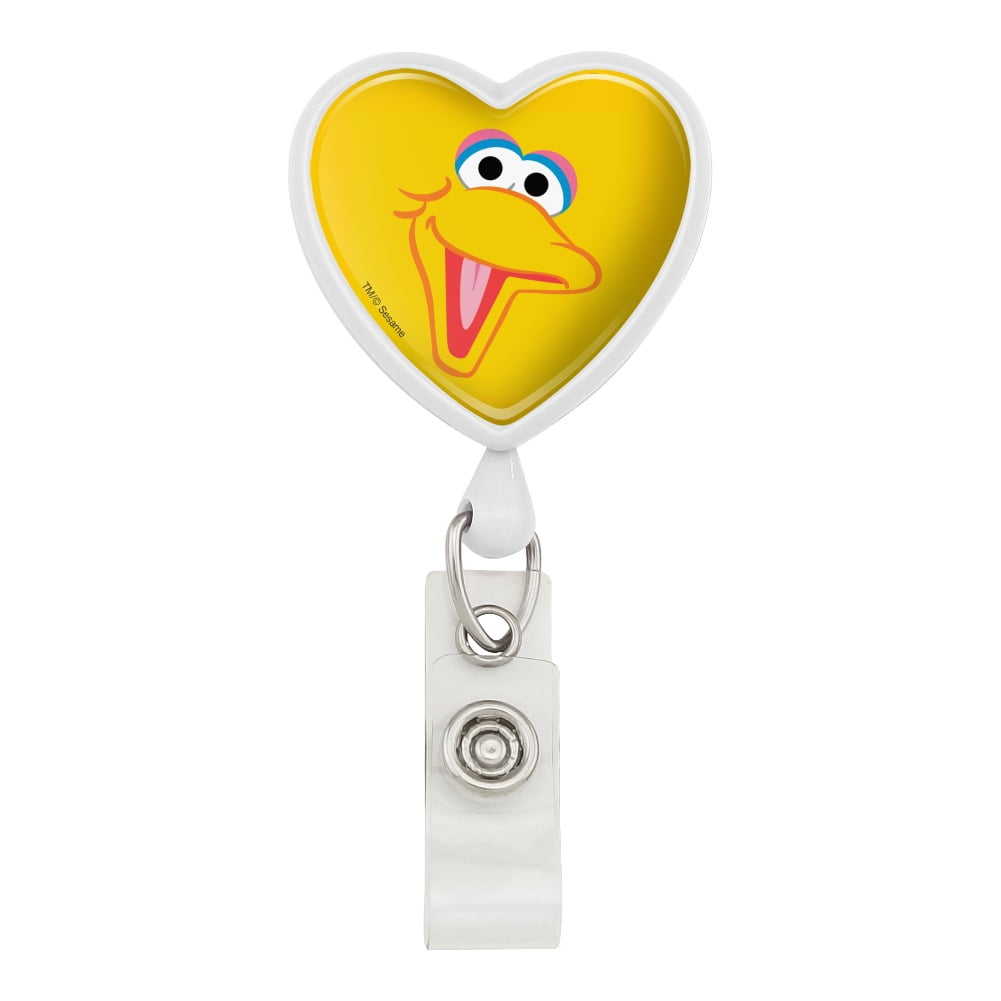 Sesame Street Big Bird Face Heart Lanyard Retractable Reel Badge ID ...