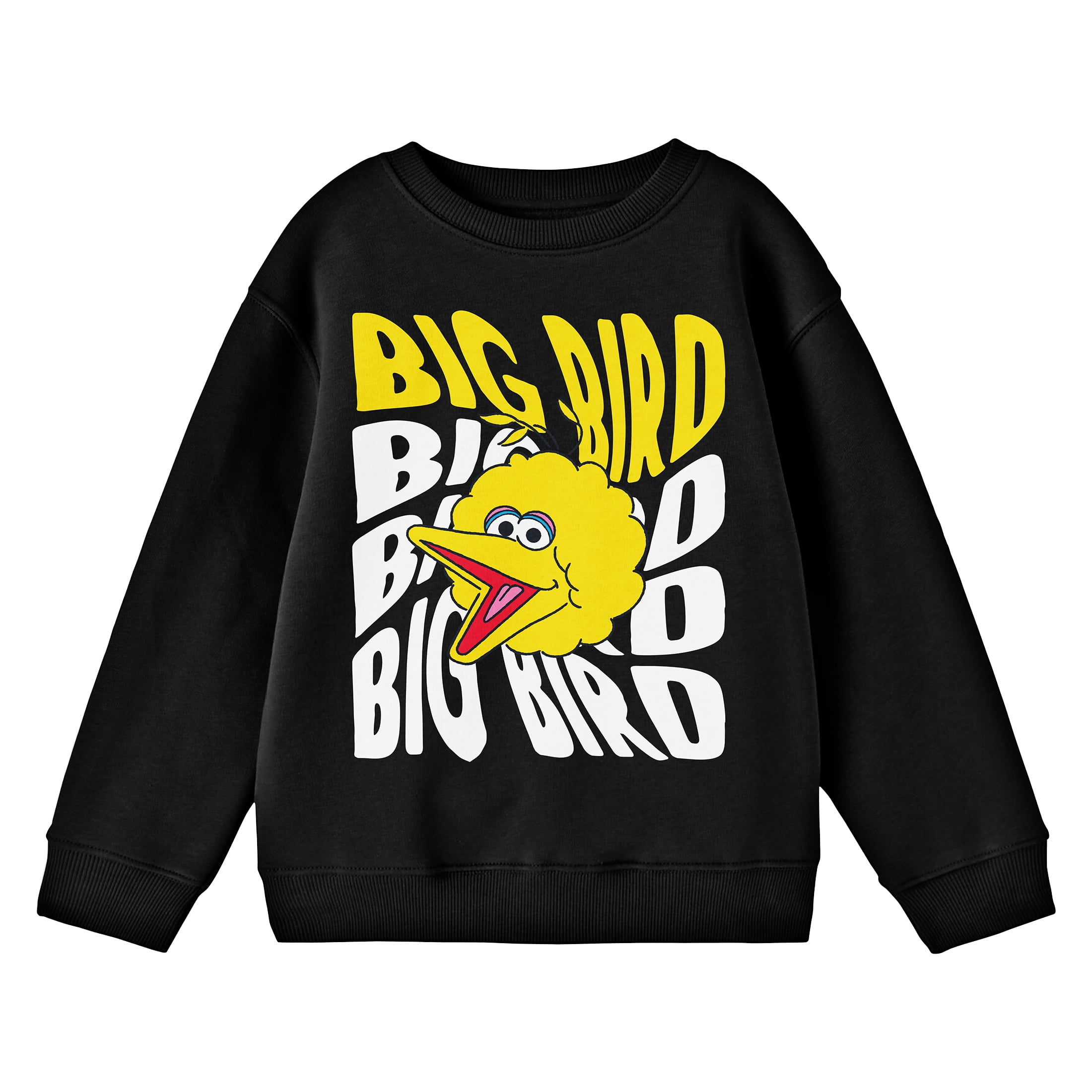 Sesame Street Big Bird Face Twirl Text Crew Neck Long Sleeve Youth ...