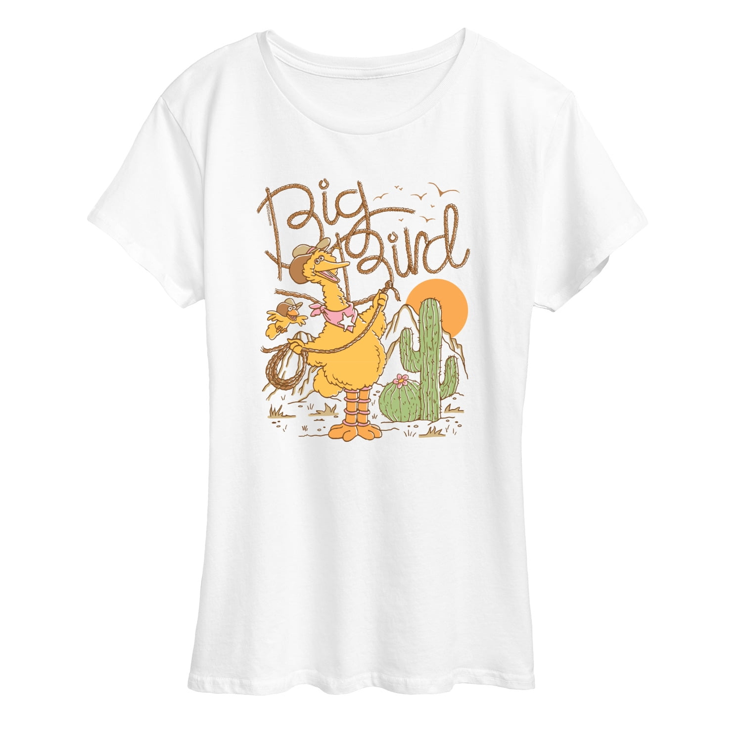 Sesame Street - Big Bird Western - Women's Short Sleeve Graphic T-Shirt ...