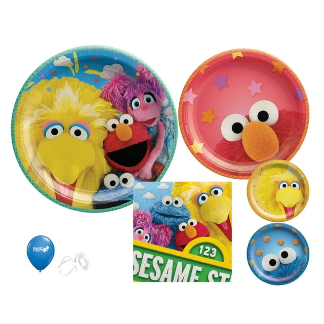 Amscan Disposable Party Supply Sets with Plates Napkins, Multicolor ...