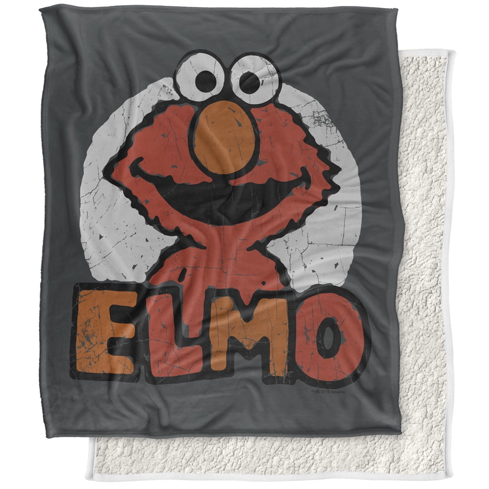 Sesame Street Blanket, 50"x60", Elmo Name Silky Touch Sherpa Back Super ...