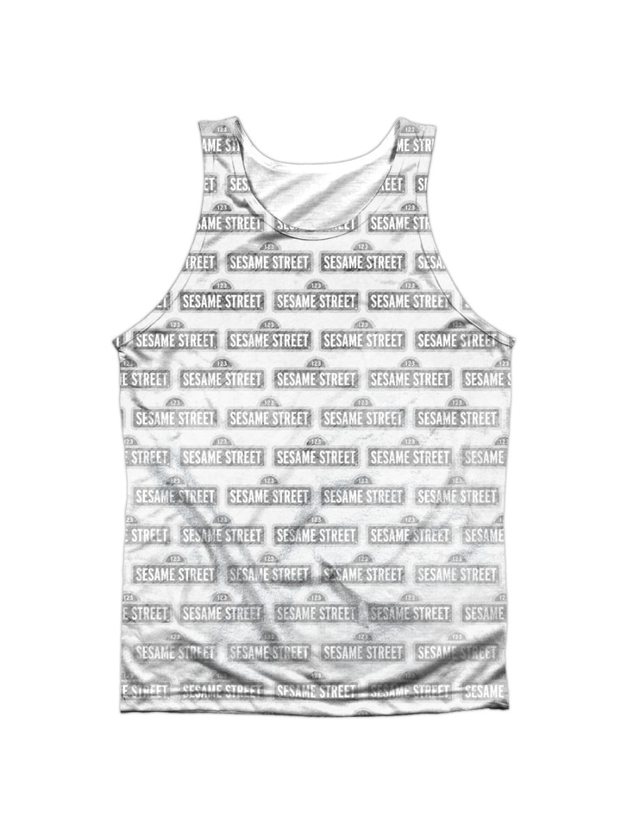 Sesame Street Classic TV Show B&W Logo Pattern Front Print Tank Top ...