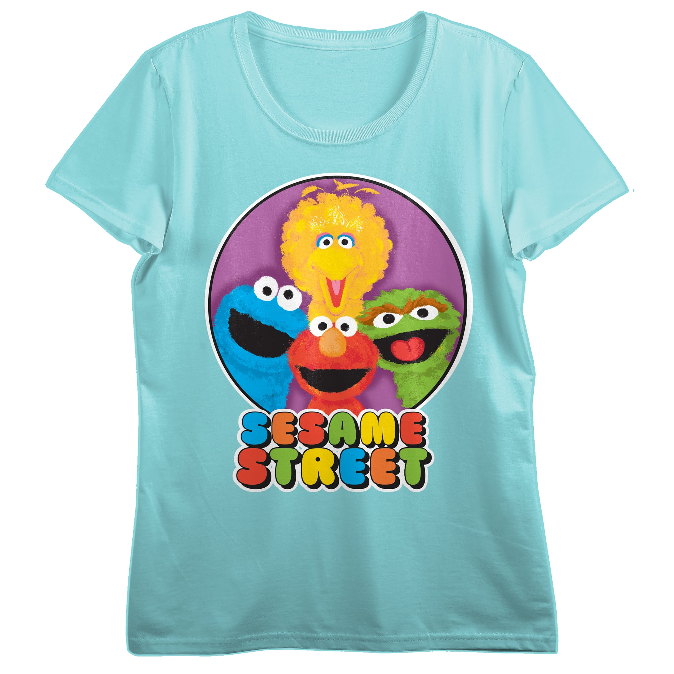 Sesame Street Chalk Art Characters Women's Mint Short Sleeve Tee-XS ...