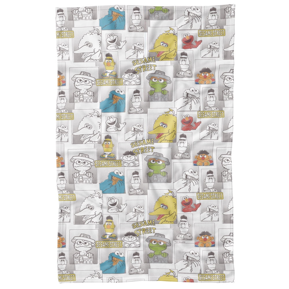Sesame Street Character Comic Panels Officially Licensed Fleece Blanket ...