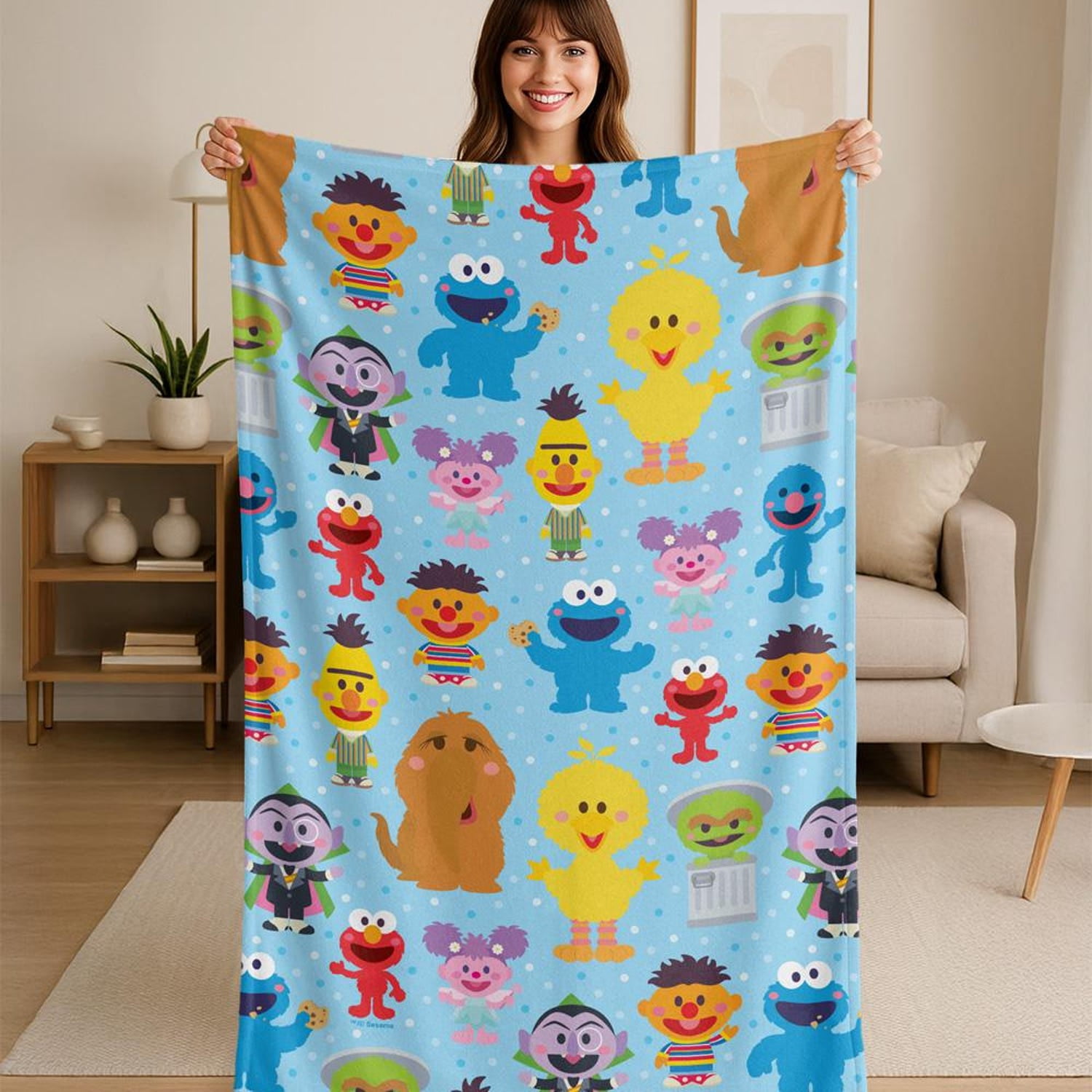 Sesame Street Character Pattern Ultra Flannel Blanket 