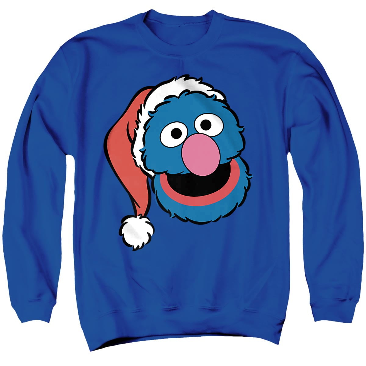 Sesame Street Christmas Santa Hat Grover Face Unisex Adult Crewneck ...