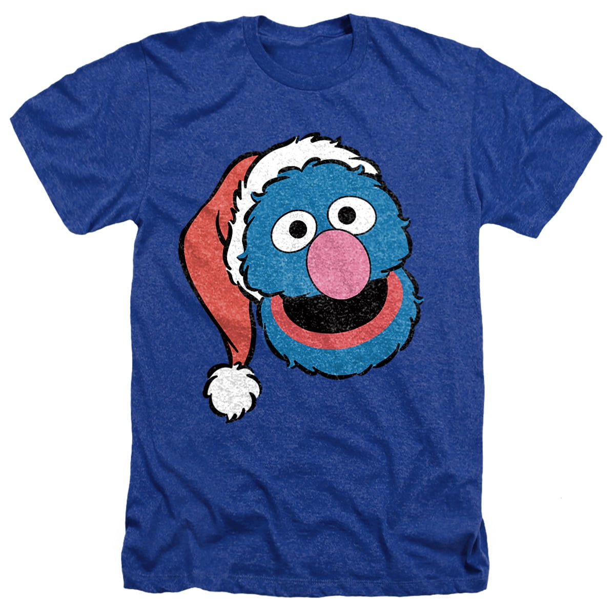 Sesame Street Christmas Santa Hat Grover Face Unisex Adult Heather T ...