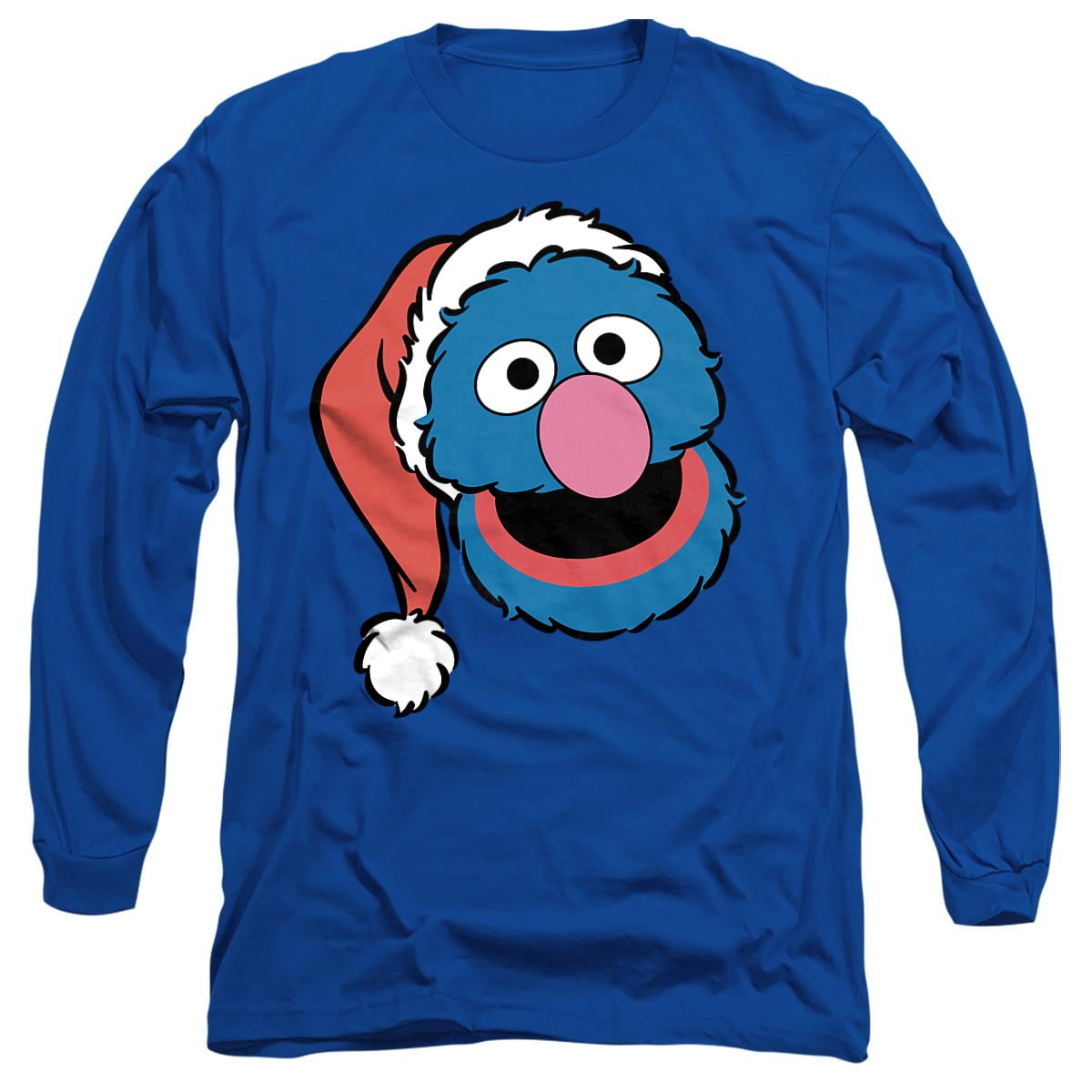 Sesame Street Christmas Santa Hat Grover Face Unisex Adult Long-Sleeve ...