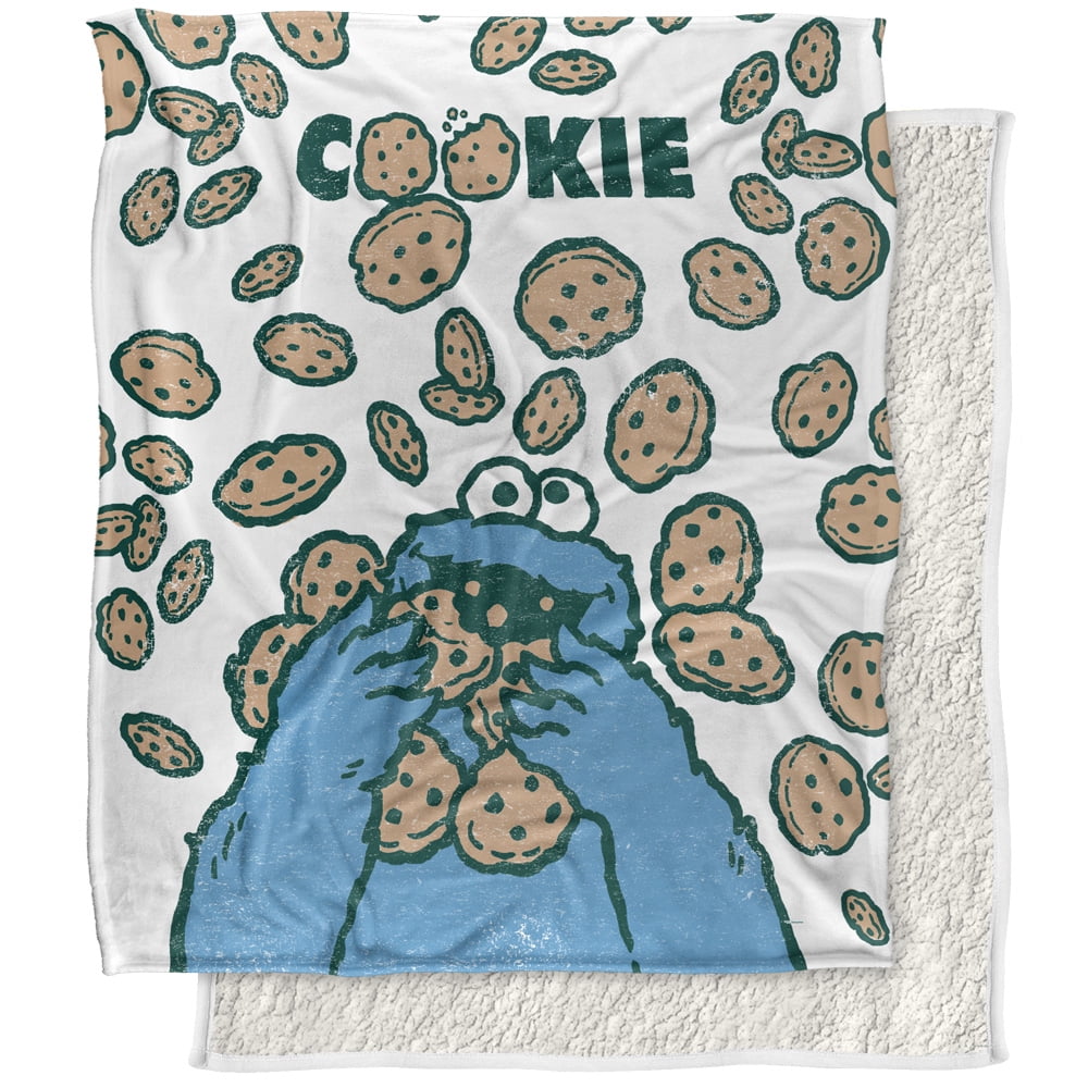 Sesame Street Cookie Crumble Silky Touch Sherpa Back Super Soft Throw ...