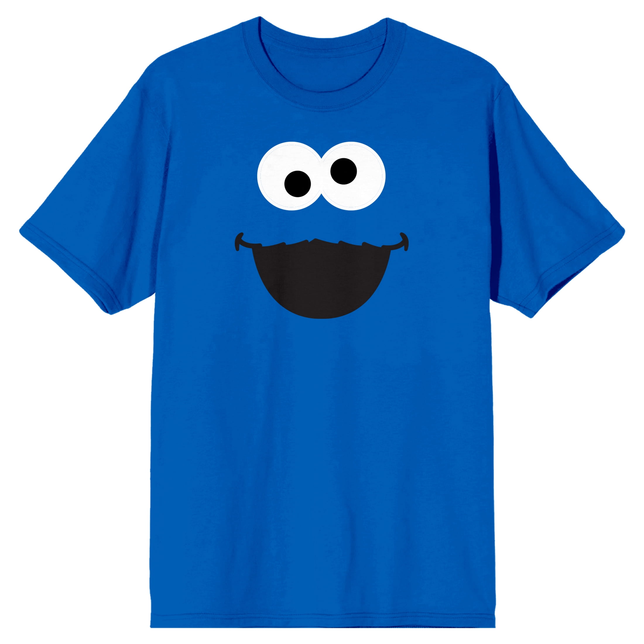 Sesame Street Cookie Monster Face Crew Neck Short Sleeve Men's Royal ...