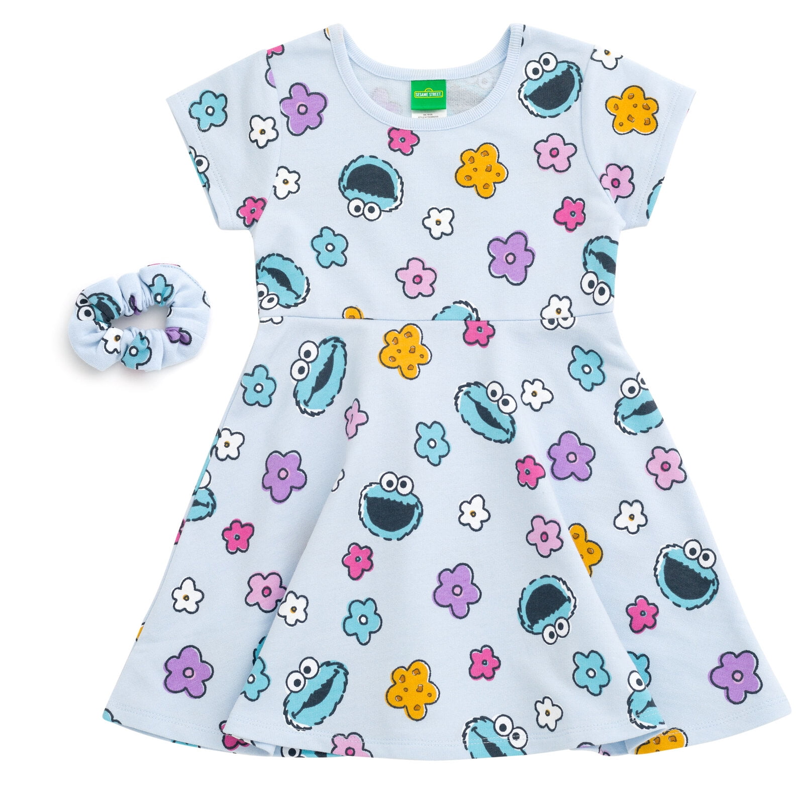 Sesame Street Cookie Monster French Terry Skater Dress and Scrunchie ...